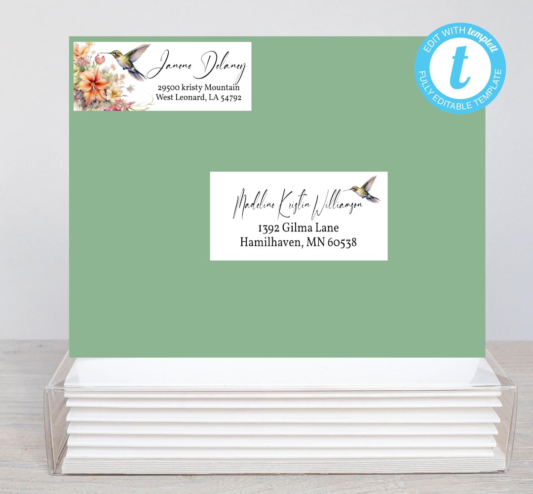 Printable Editable Address and Return Labels ADDY 2/avery Label 5263 ...