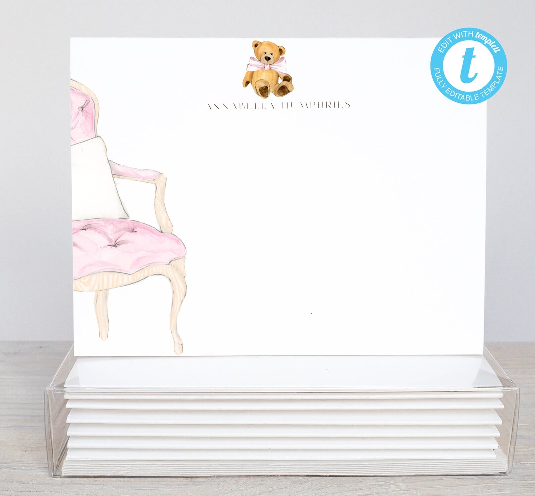 Personalized Printable Editable Flat Single Sided Note Card 1293/5.5x4 ...