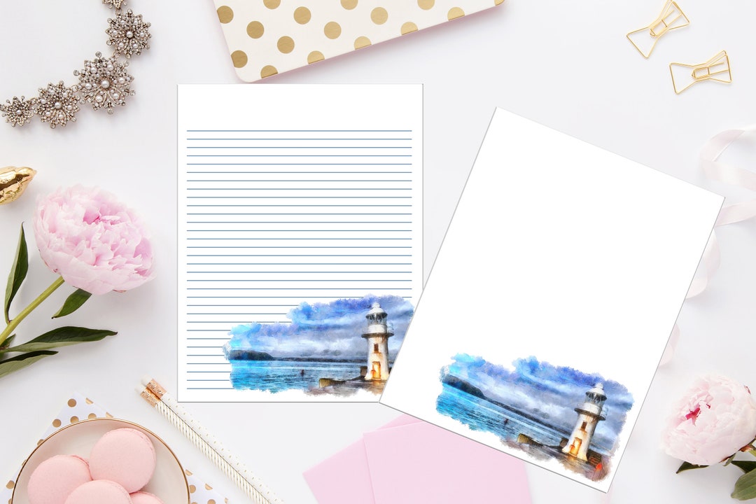 Lighthouse Printable Stationery 8.5x11 203/digital Note - Etsy