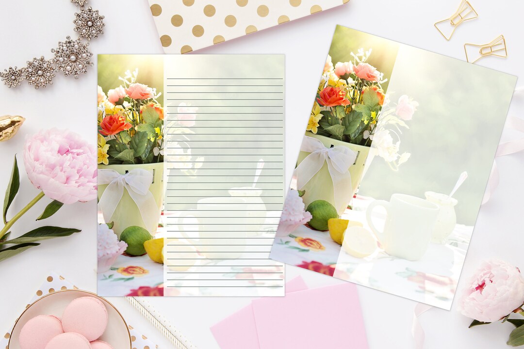 Summer Tea Printable Stationery 8.5x11 954/printable Note Paper/digital ...