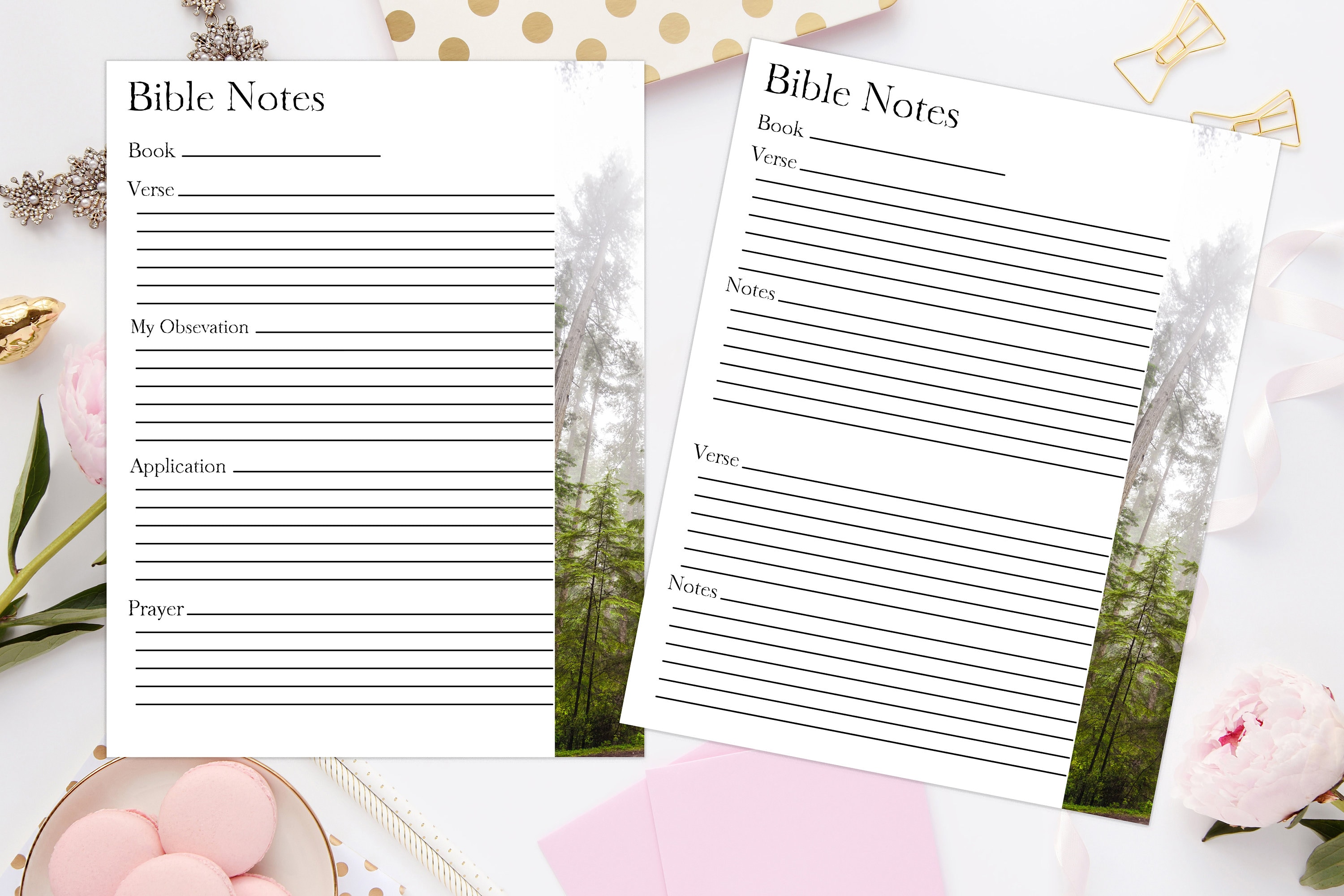 Bible Study Notes Pages Forest 8.5x11 866/Printable Bible | Etsy