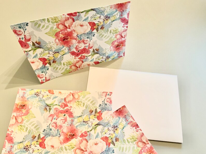 5x7 Floral Splash Printable Flat Note Cards & Tent Card With - Etsy