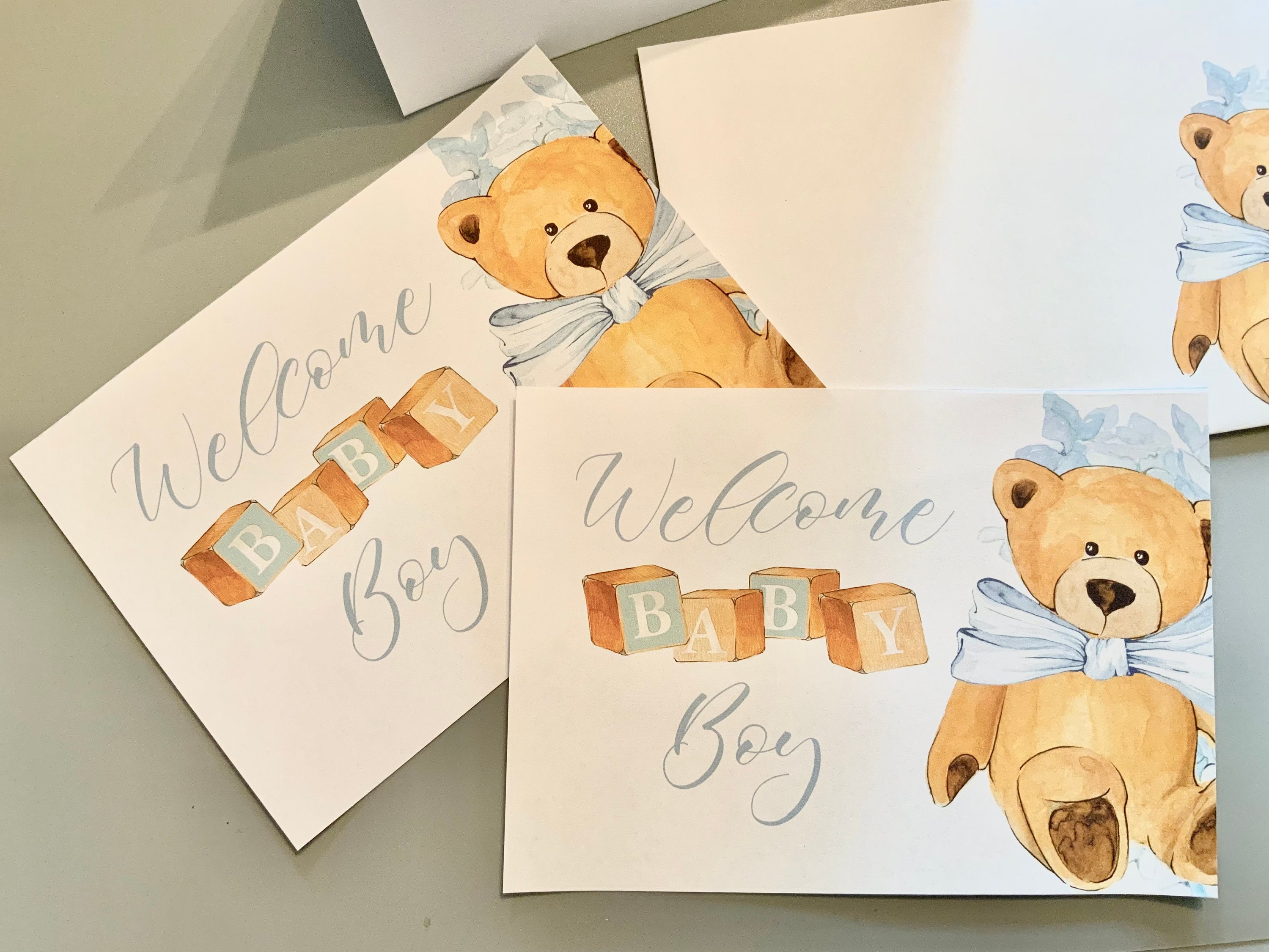 5x7 Welcome Baby Boy Printable Flat Note Cards & Tent Card - Etsy