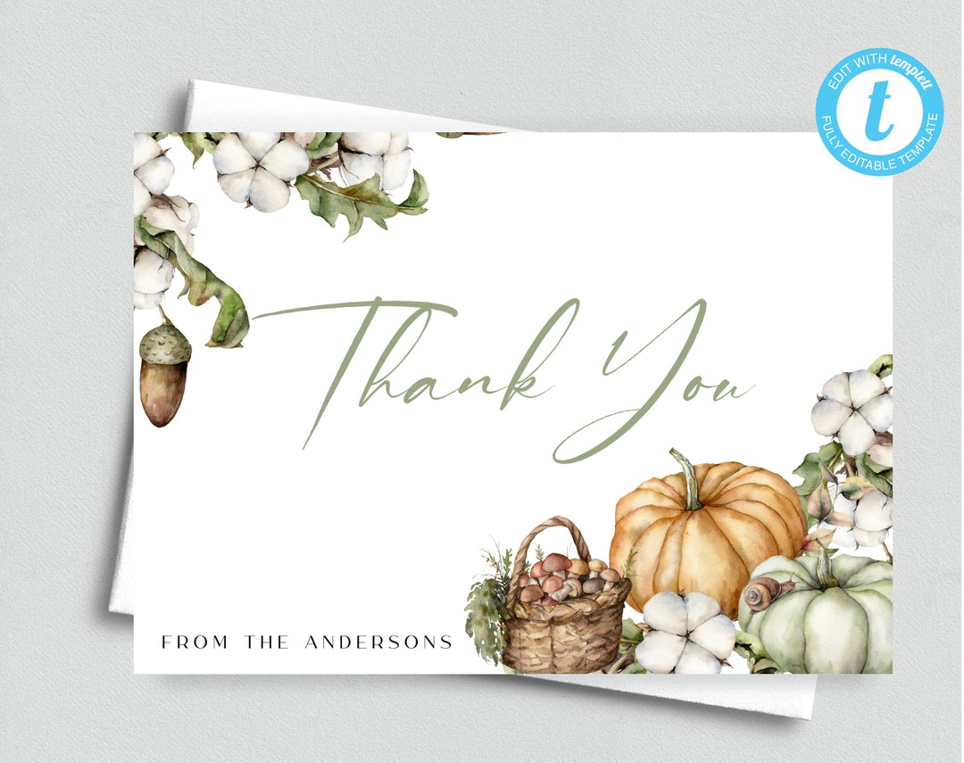 Personalized Printable Editable Thank You Folded Tent Card/5x7 Templett ...