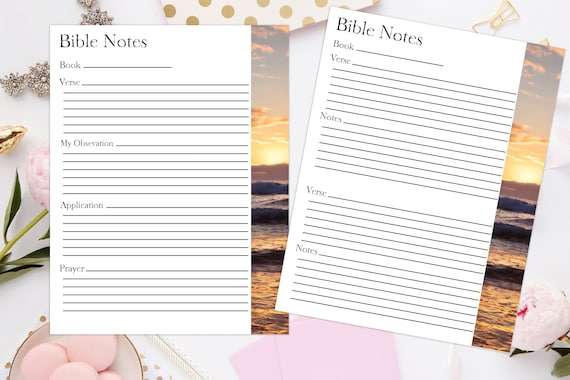 Bible Study Notes Pages Beach 8.5x11 862/Printable Bible | Etsy