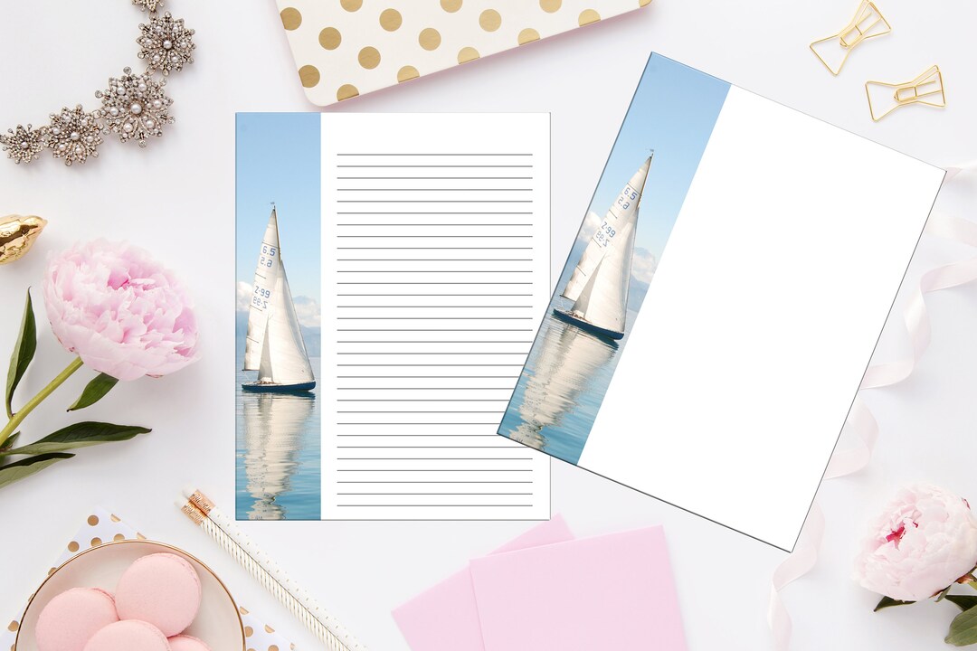 Sail Boat Printable Stationery 8.5x11 76/digital Paper/printable ...