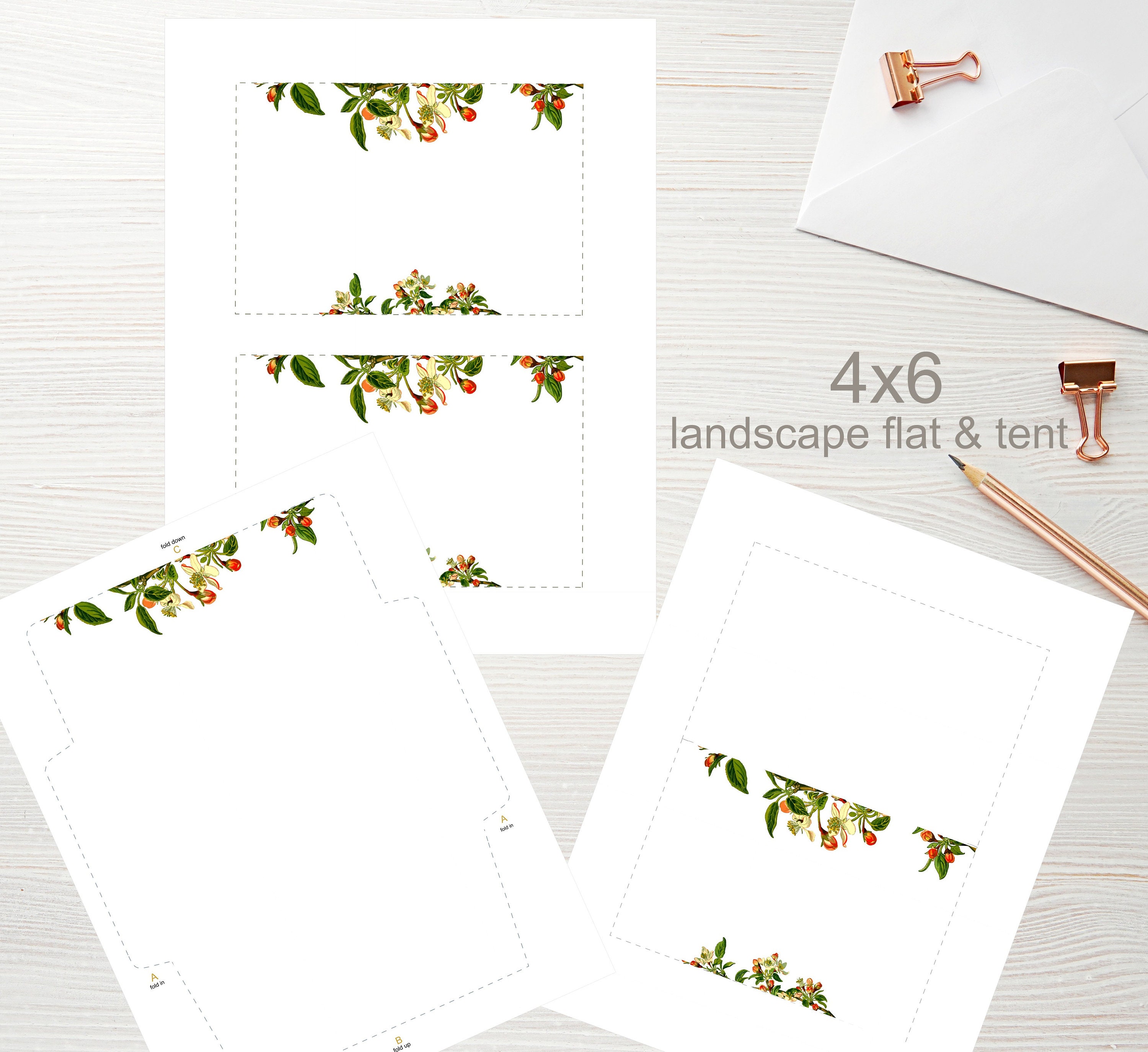 4x6 Holly Berry Printable Flat Note Card With Envelope - Etsy