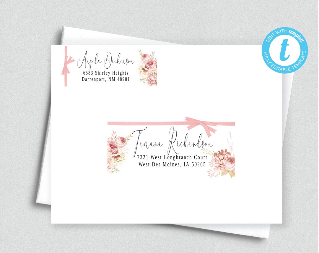 Pink Flowers Printable Address and Return Labels/avery Label 5263 ...