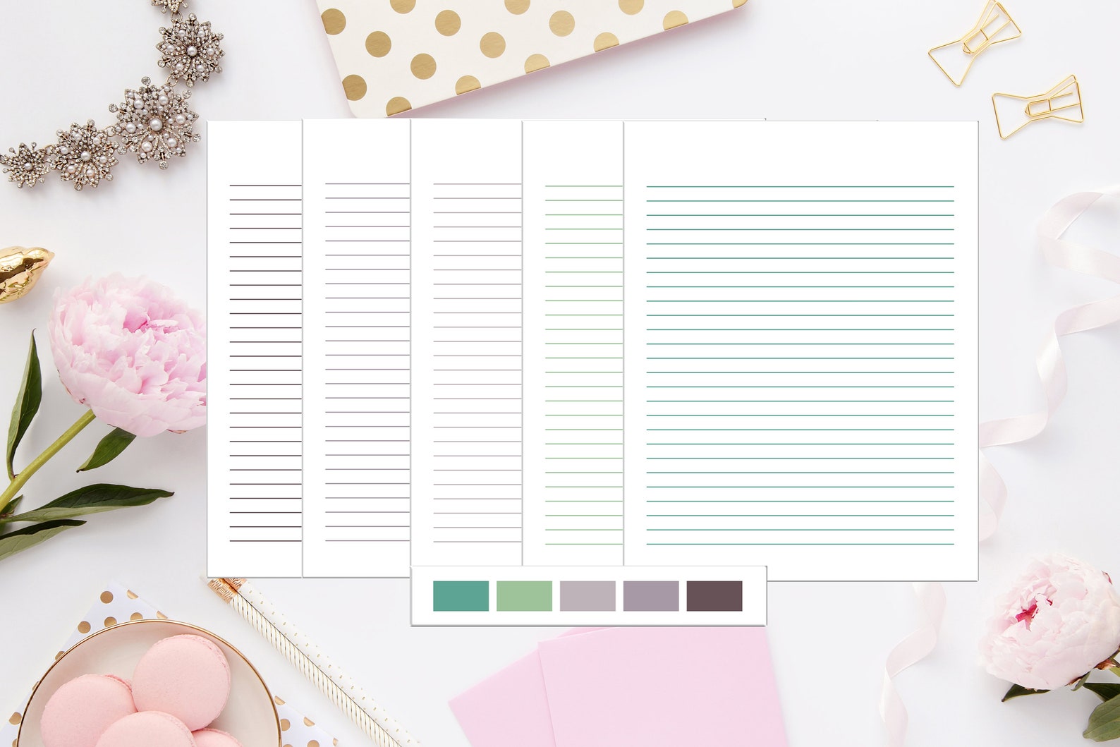 Color Palette 06 Printable Stationery 8.5x11 445/printable Note Paper ...