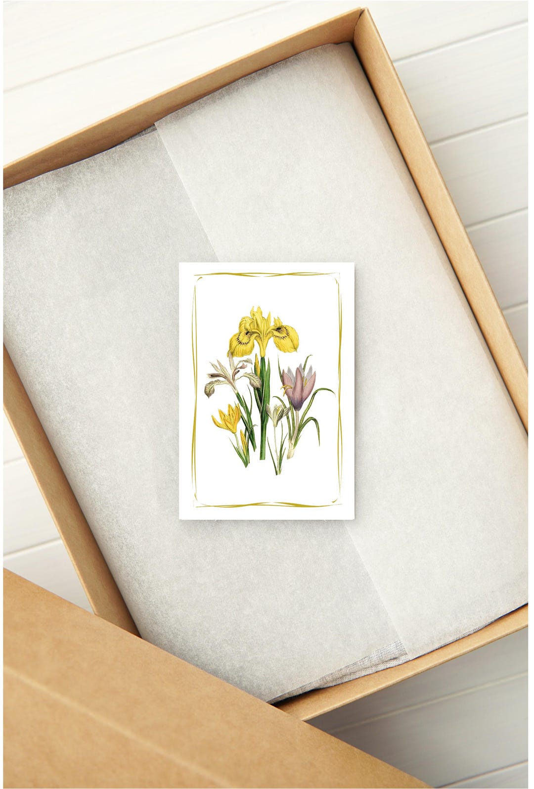 Printable Yellow Floral Note Cards: Vintage Flower Illustration ...