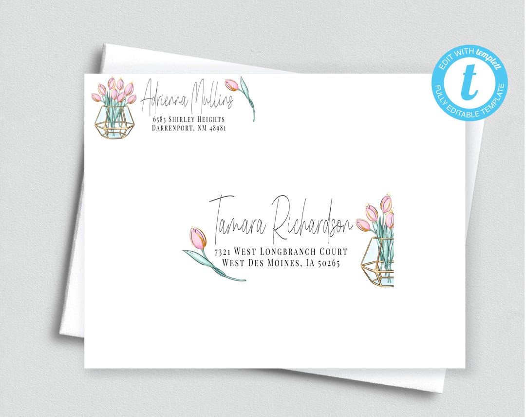 Printable Tulips Address and Return Labels/printable Tulip Address ...