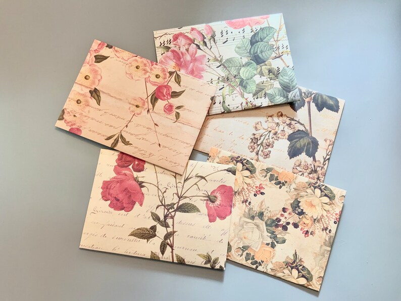 Set of 5 Vintage Petals Printable Envelopes A7/7.5x5.5/printable ...