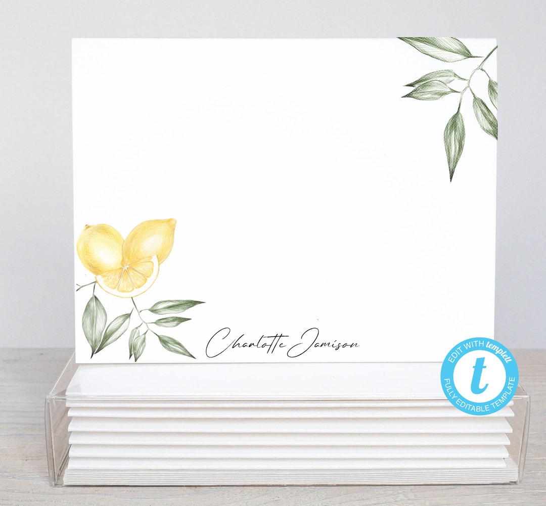 Personalized Printable Editable Flat Single Sided Note Card/5.5x4.25 ...