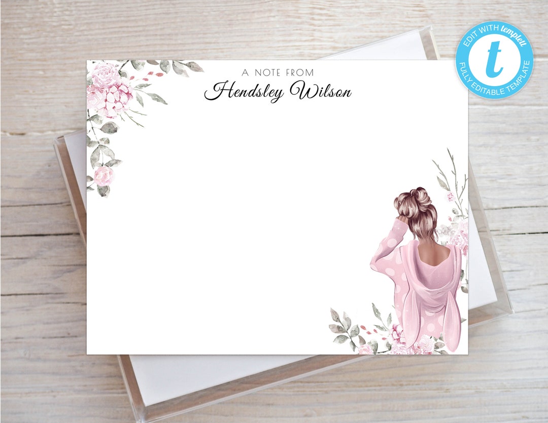 Personalized Printable Editable Flat Single Sided Note Card 72/5.5x4.25 ...