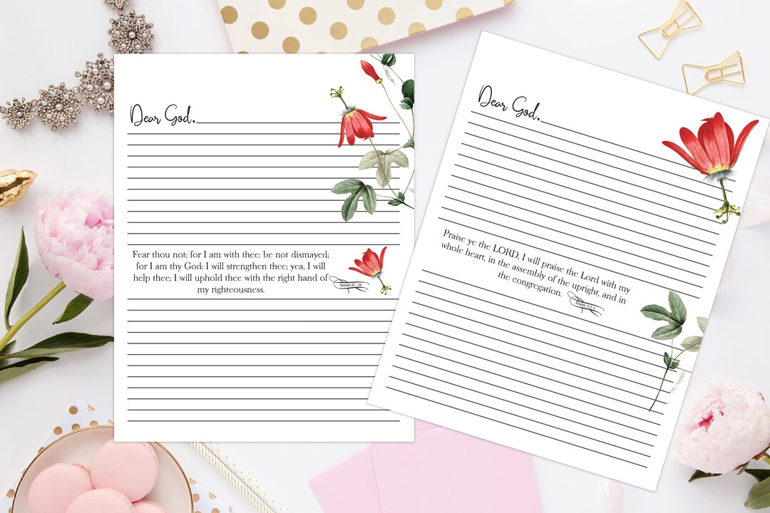 Dear God Note Pages Floral II 8.5x11 819/printable Bible Notes/digital ...