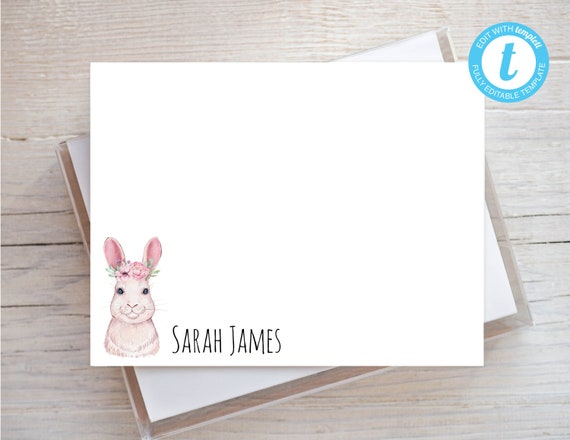 Personalized Printable Editable Flat Single Sided Note Card | Etsy