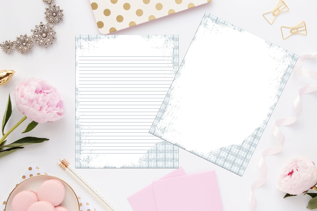 Blue Plaid Printable Stationery 8.5x11 256/printable Note Paper ...
