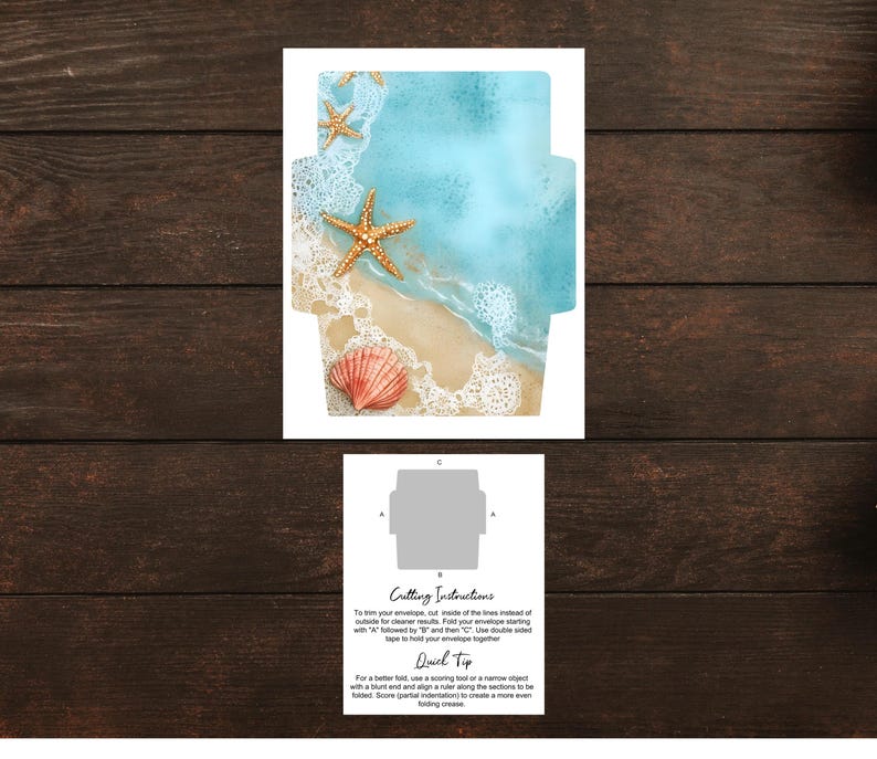 Six 4x6 Printable Foldable Beach Cards With Envelope/instant Download ...