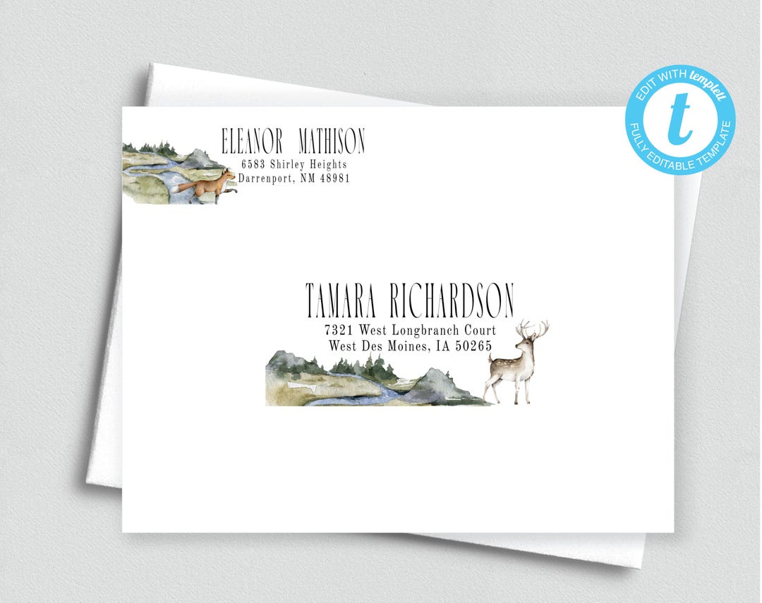 Printable Nature Address and Return Labels/printable Rustic Address ...
