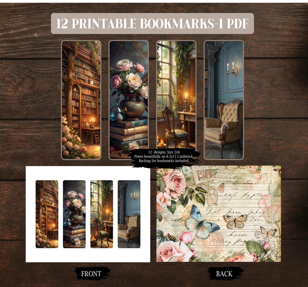 Reading Time Printable Bookmarks 2x6/printable Bookmark Set/digital ...