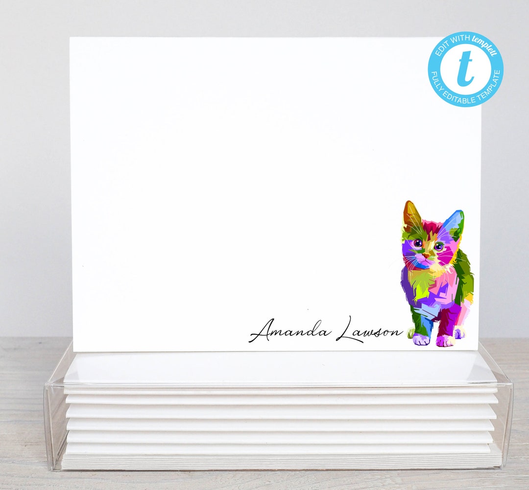 Personalized Printable Editable Flat Single Sided Note Card/5.5x4.25 ...