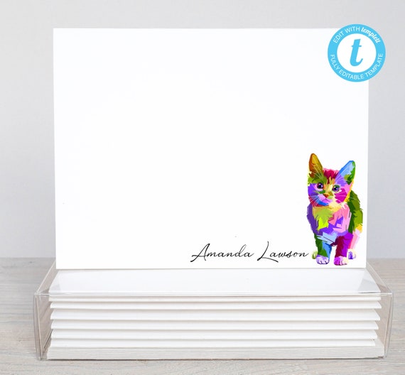 Personalized Printable Editable Flat Single Sided Note | Etsy