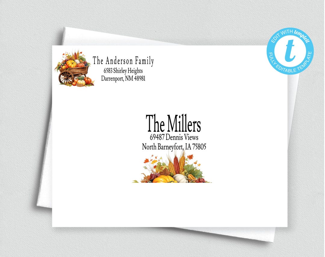 Fall Harvest Printable Address and Return Labels/avery Label 5263 ...