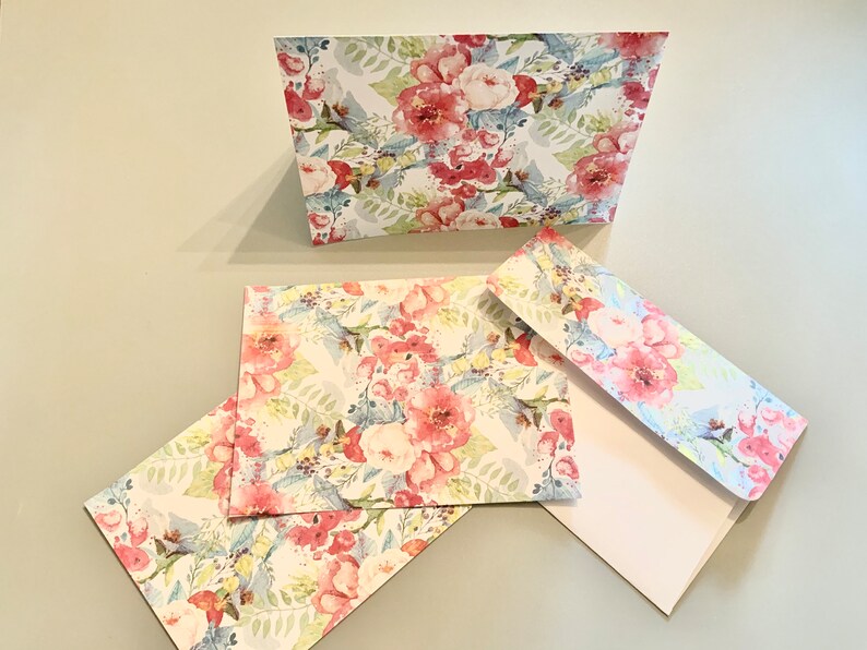 5x7 Floral Splash Printable Flat Note Cards & Tent Card With - Etsy
