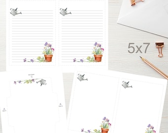 5x7 Autumn Leaves Printable Writing Paper & Envelope Stationery Set ...
