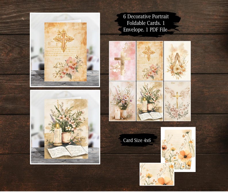 Six 4x6 Printable Foldable Spiritual Cards With Envelope/instant ...
