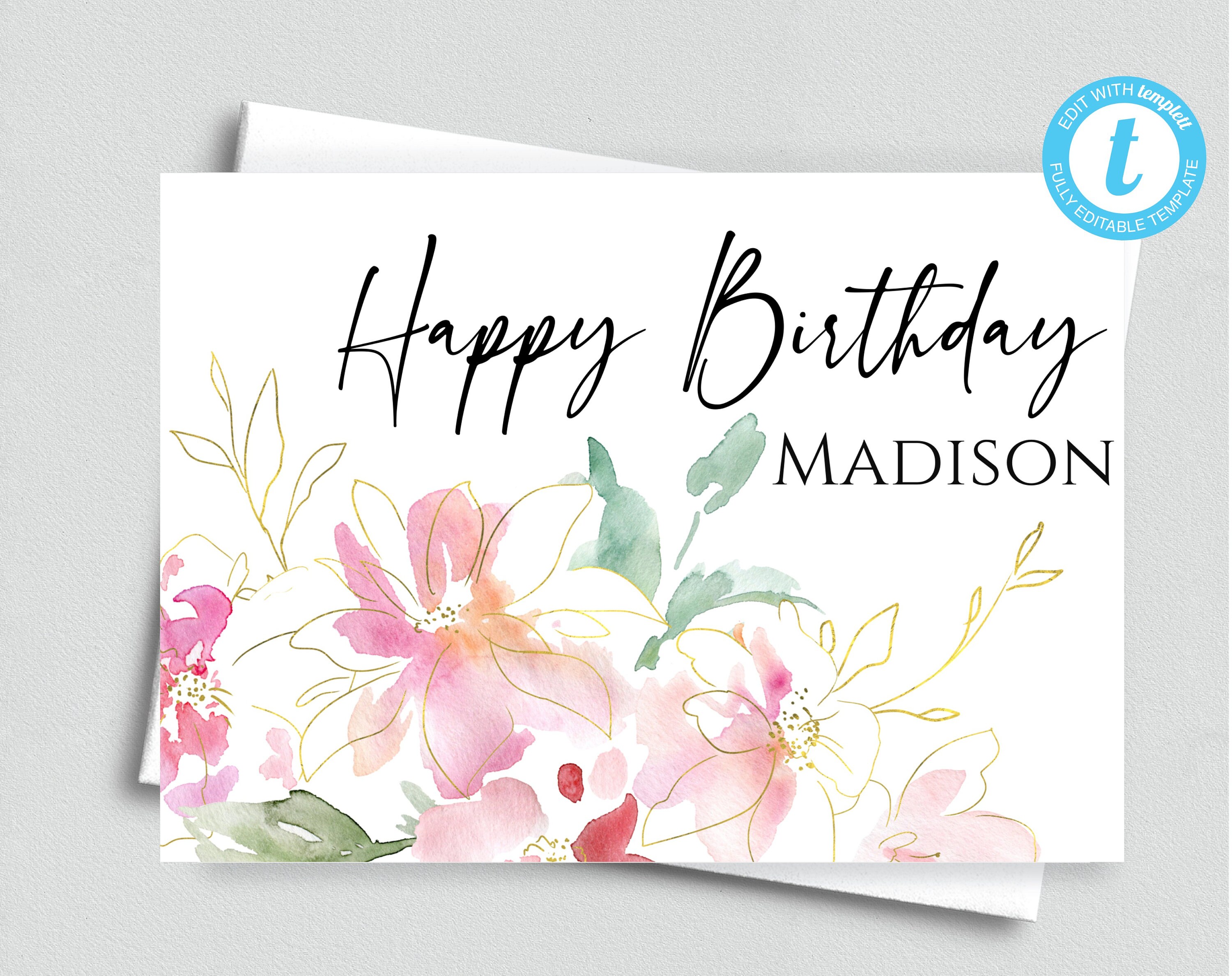 Personalized Printable Editable Happy Birthday Folded Tent - Etsy