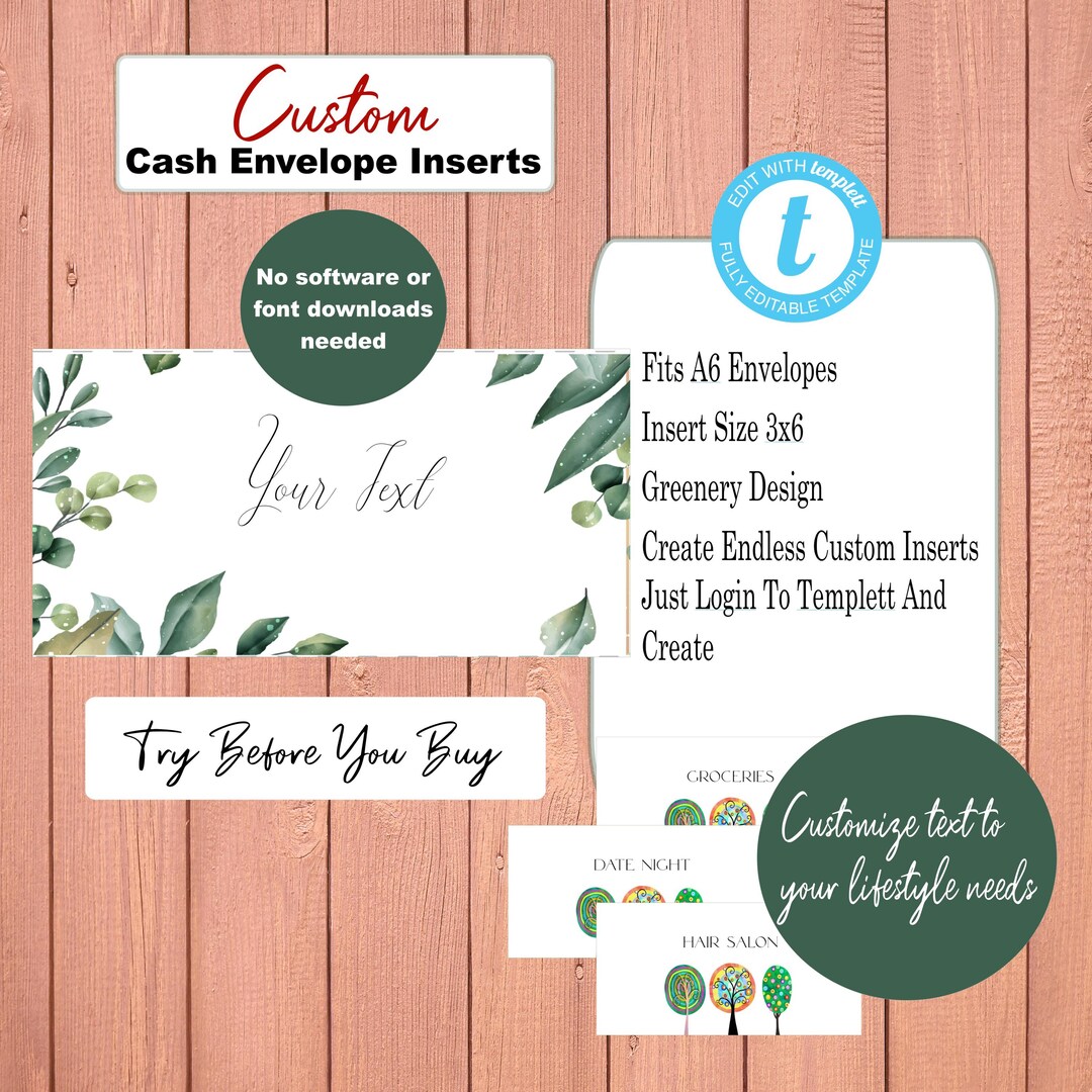 Printable Editable Cash Envelope Inserts In8/templett/budget Envelope ...