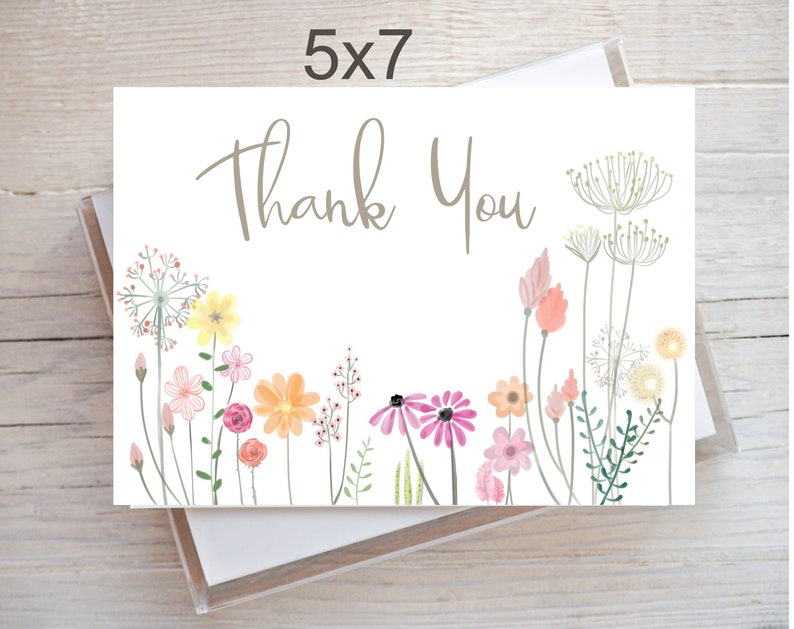 5x7 Thank You Printable Flat Note Card & Tent Card - Etsy