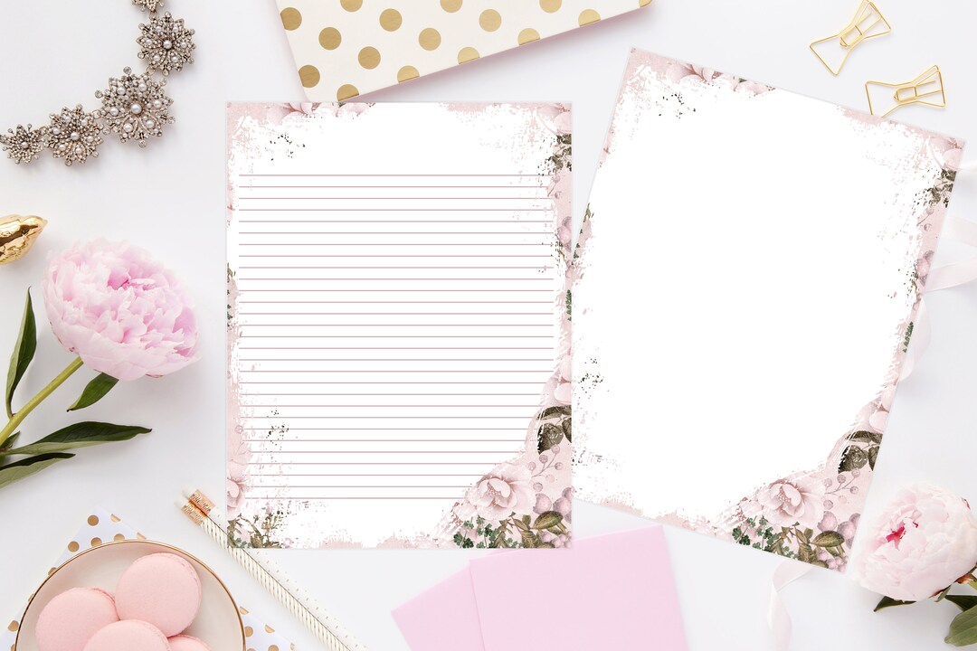 Watercolor Blush Printable Stationery 8.5x11 816/digital Note Paper ...