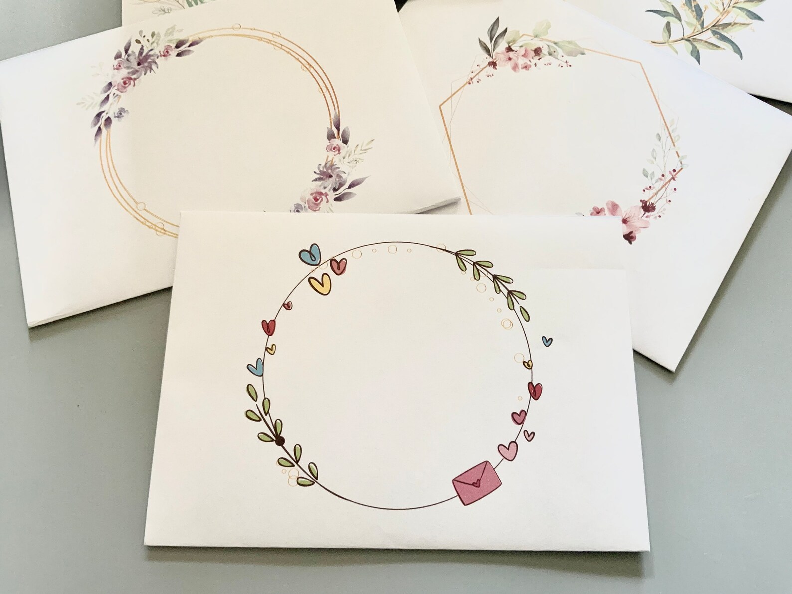 Set of 5 Floral Rings Printable Envelope Templates 5x7/printable ...