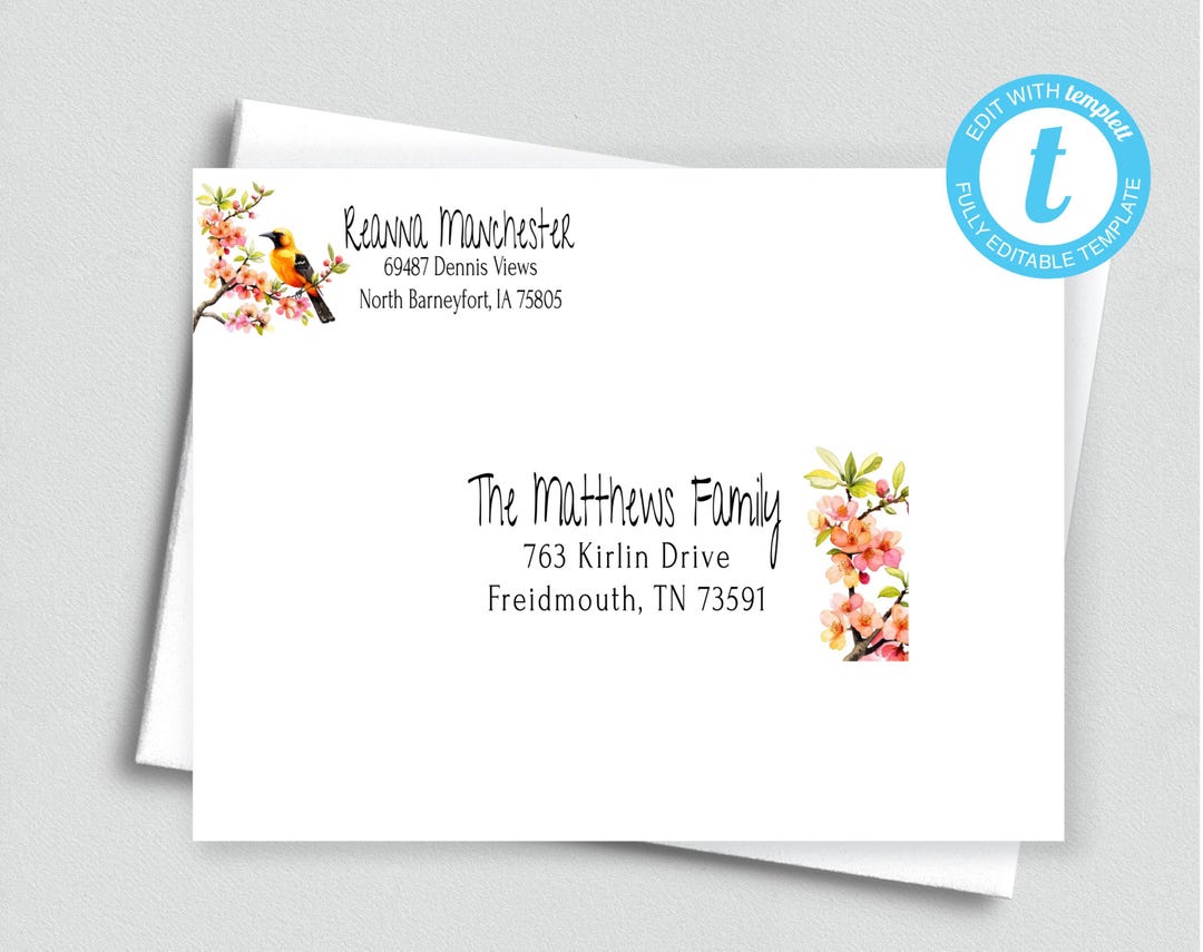 Pink Flowers Printable Address and Return Labels/avery Label 5263 ...