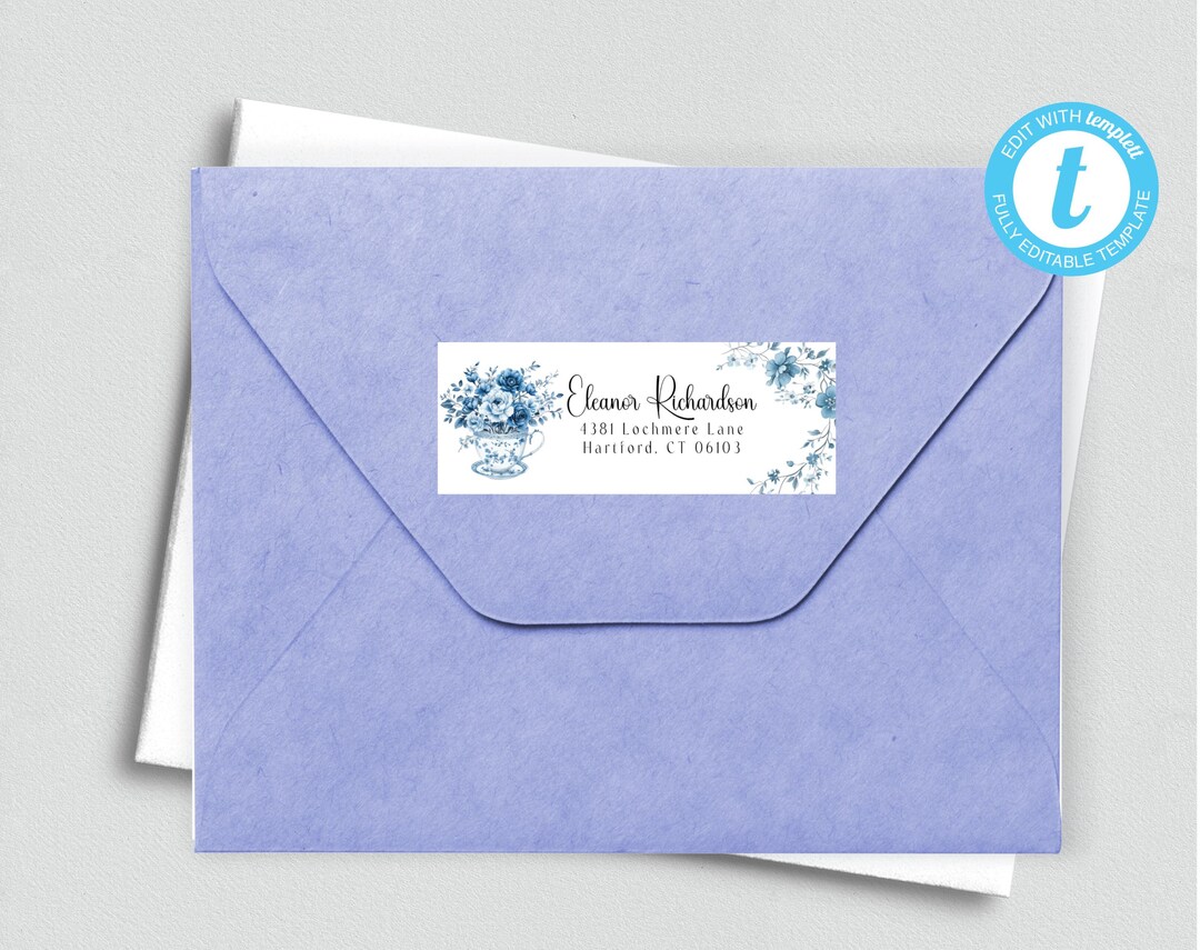 Blue Blooms Printable Mailing-return Address Labels/avery Label 5263 ...