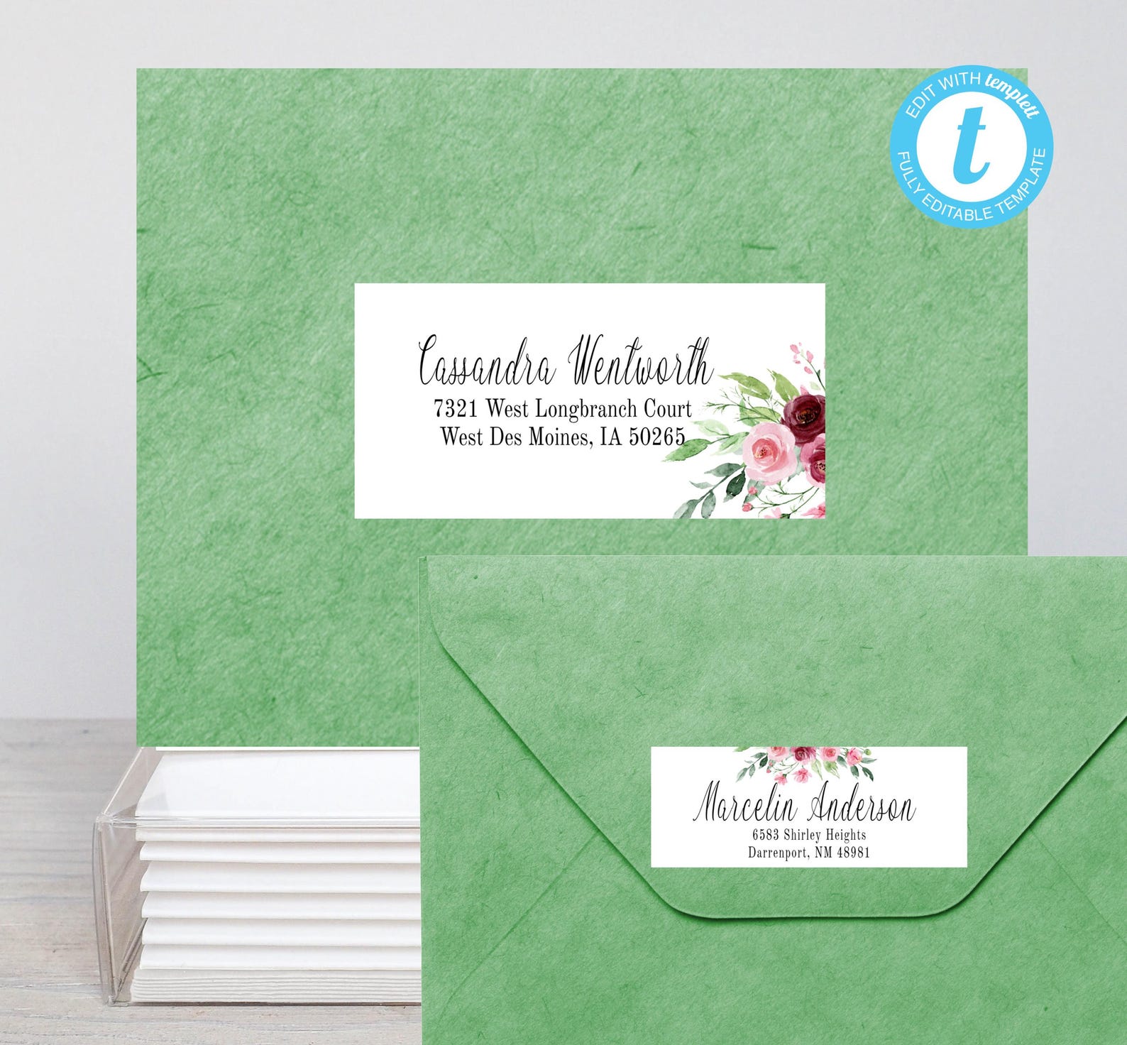 Printable Roses Address and Return Labels/printable Flower Address ...