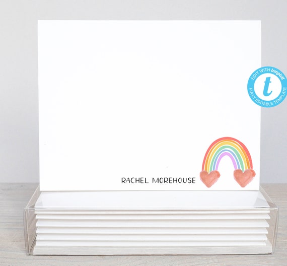 Personalized Printable Editable Flat Single Sided Note - Etsy