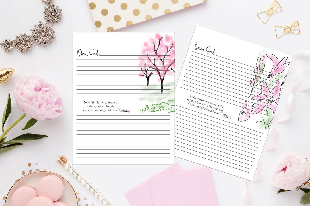 Dear God Note Pages Blossom 8.5x11 631/printable Bible Notes/bible ...