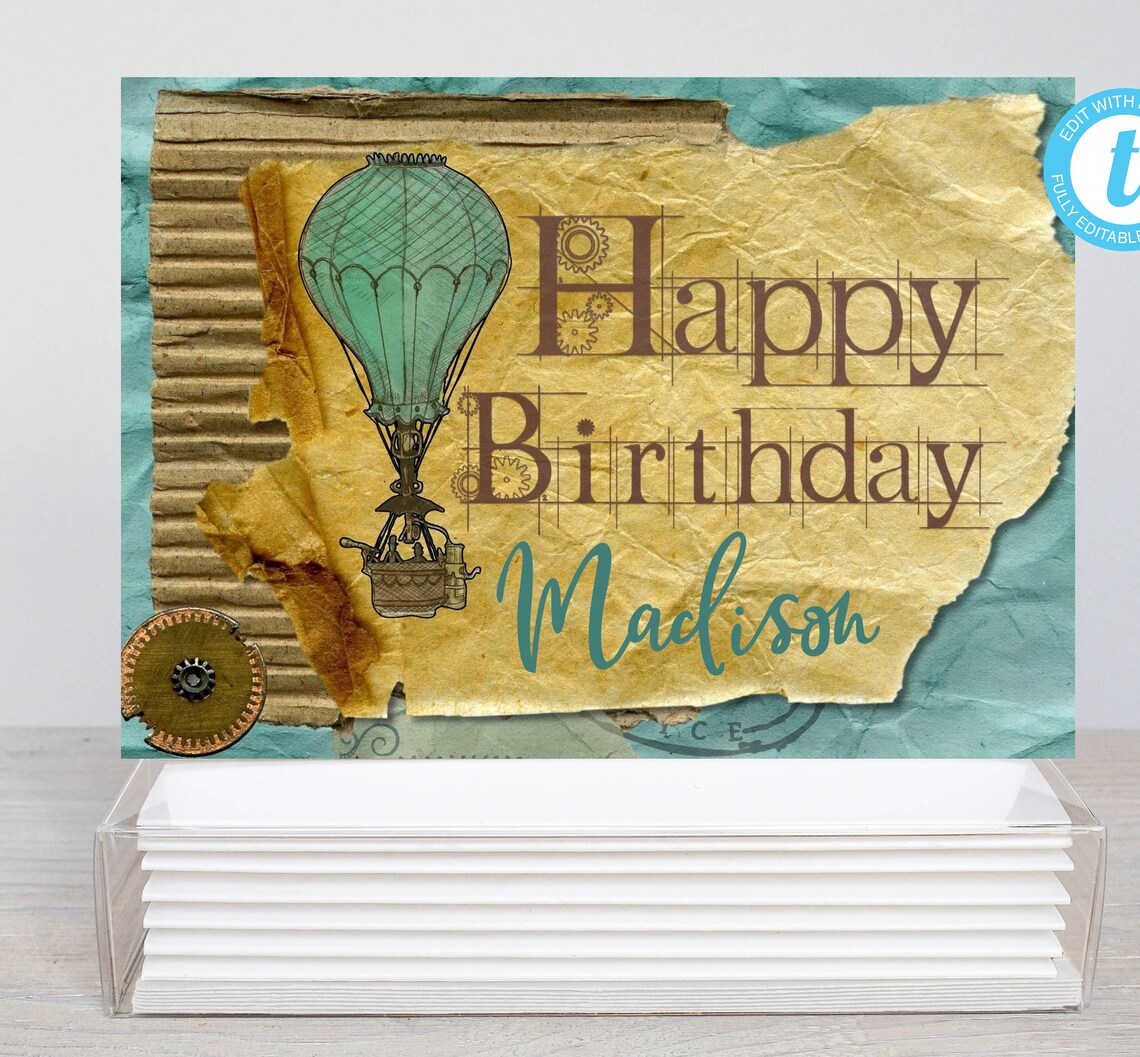 Personalized Printable Happy Birthday Folded Tent Card/5x7 - Etsy