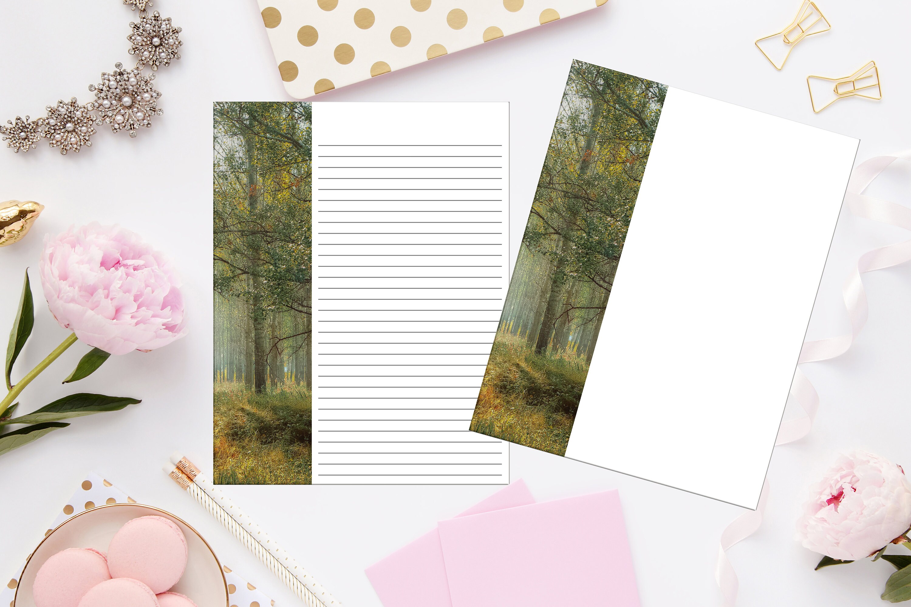 Green Forest Stationery 8.5x11 72/digital Note Paper/printable Envelope ...
