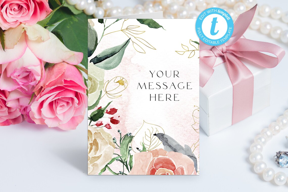 Personalized Printable Editable Greeting Folded Card 63/5x7 | Etsy