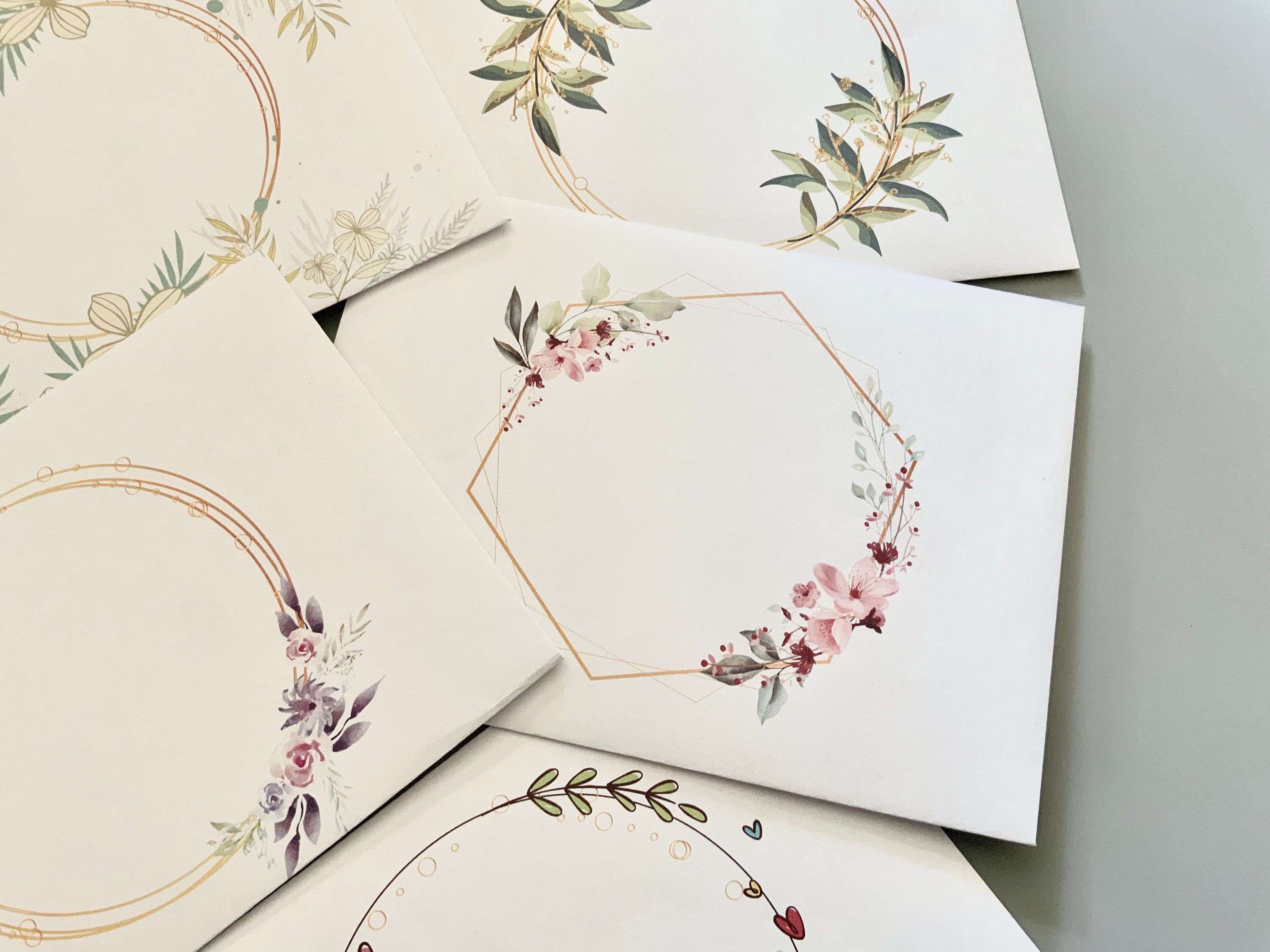 Set of 5 Floral Rings Printable Envelope Templates 5x7/printable ...