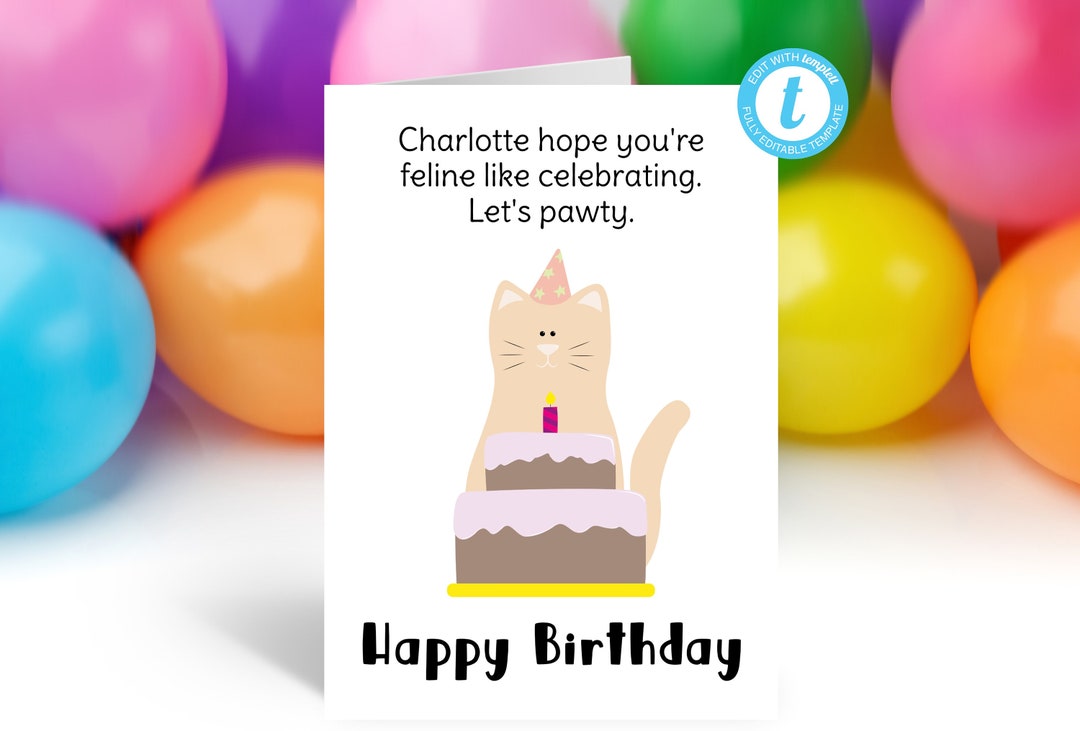 Personalized Printable Happy Birthday Folded Portrait Card/5x7 Templett ...