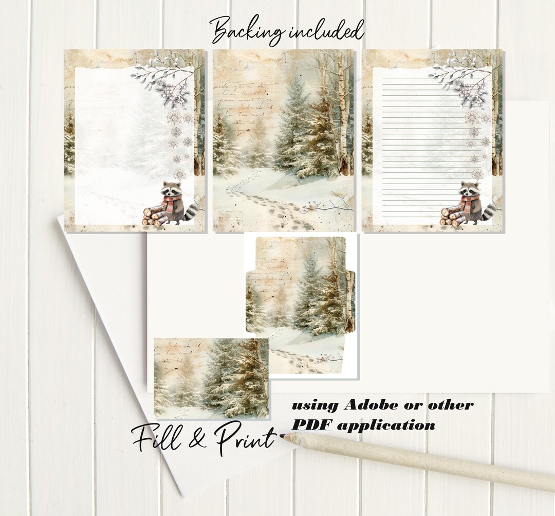 Country Winter Printable Stationery 8.5x11/printable Winter Note Paper ...
