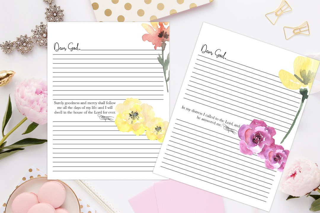 Dear God Note Pages Pastel Floral 8.5x11 633/printable Bible Notes ...