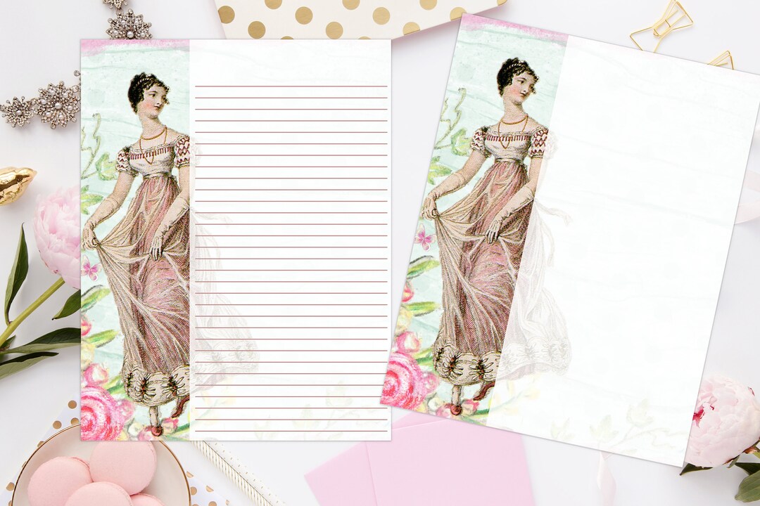 Vintage Lady Printable Stationery 8.5x11 906/printable Note Paper ...