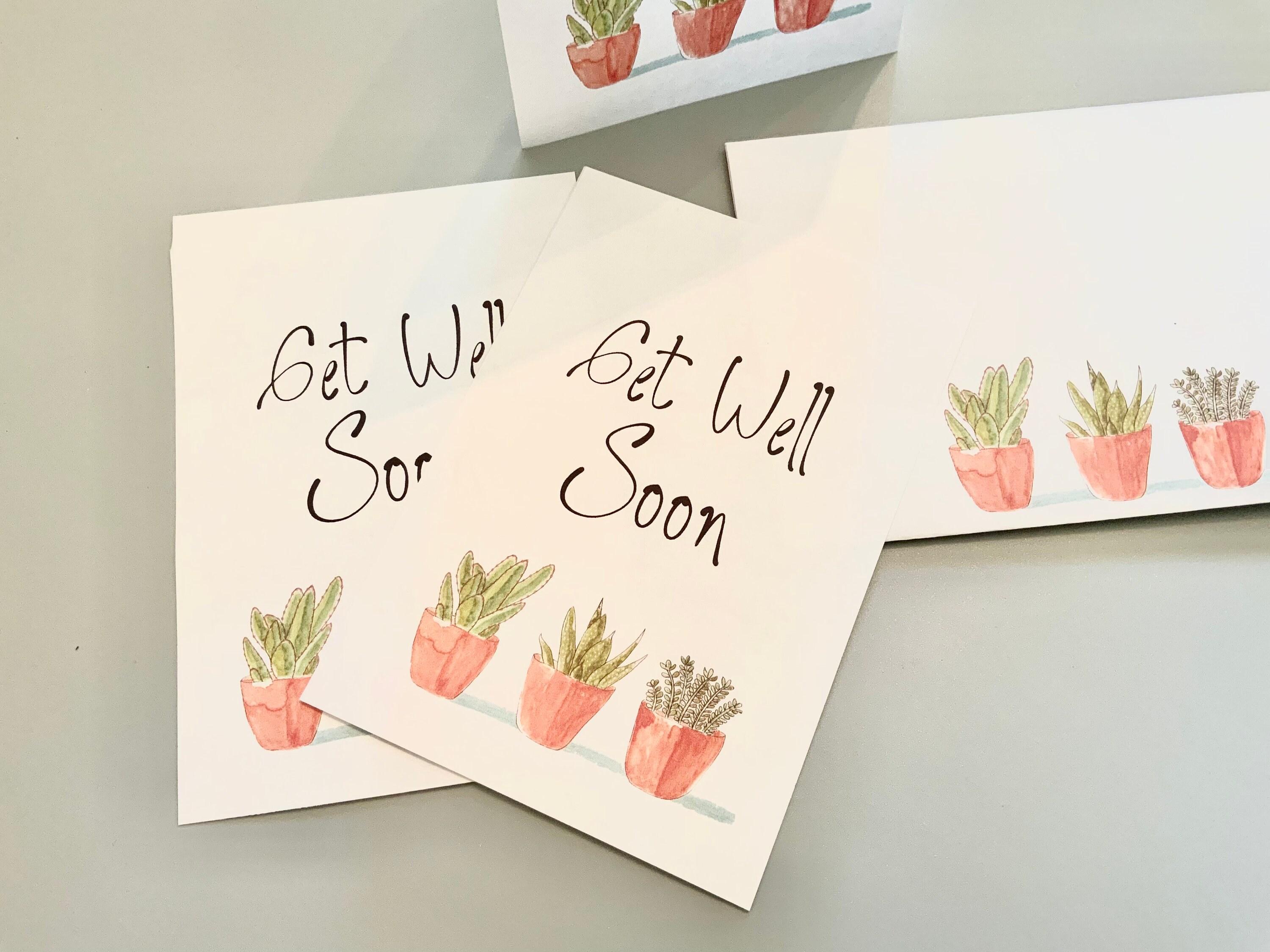 5x7 Cactus Get Well Printable Flat Note Portrait Card 1527/printable ...