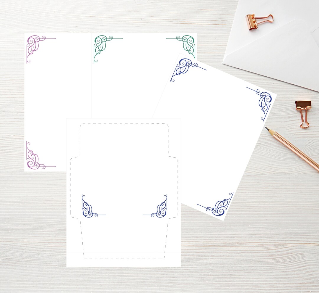 Printable Unlined Stationery Borders I 8.5x11 620/printable Envelope ...